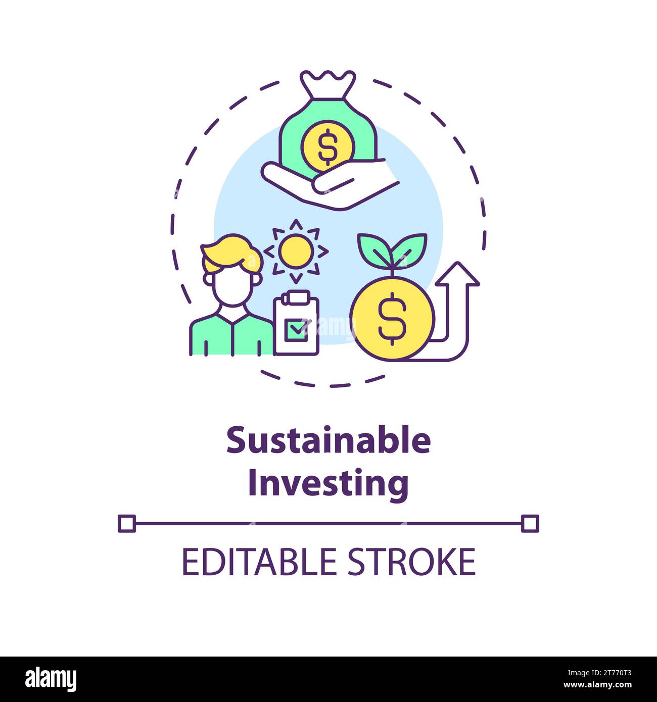 2D thin linear icon sustainable investing concept Stock Vector Image & Art - Alamy