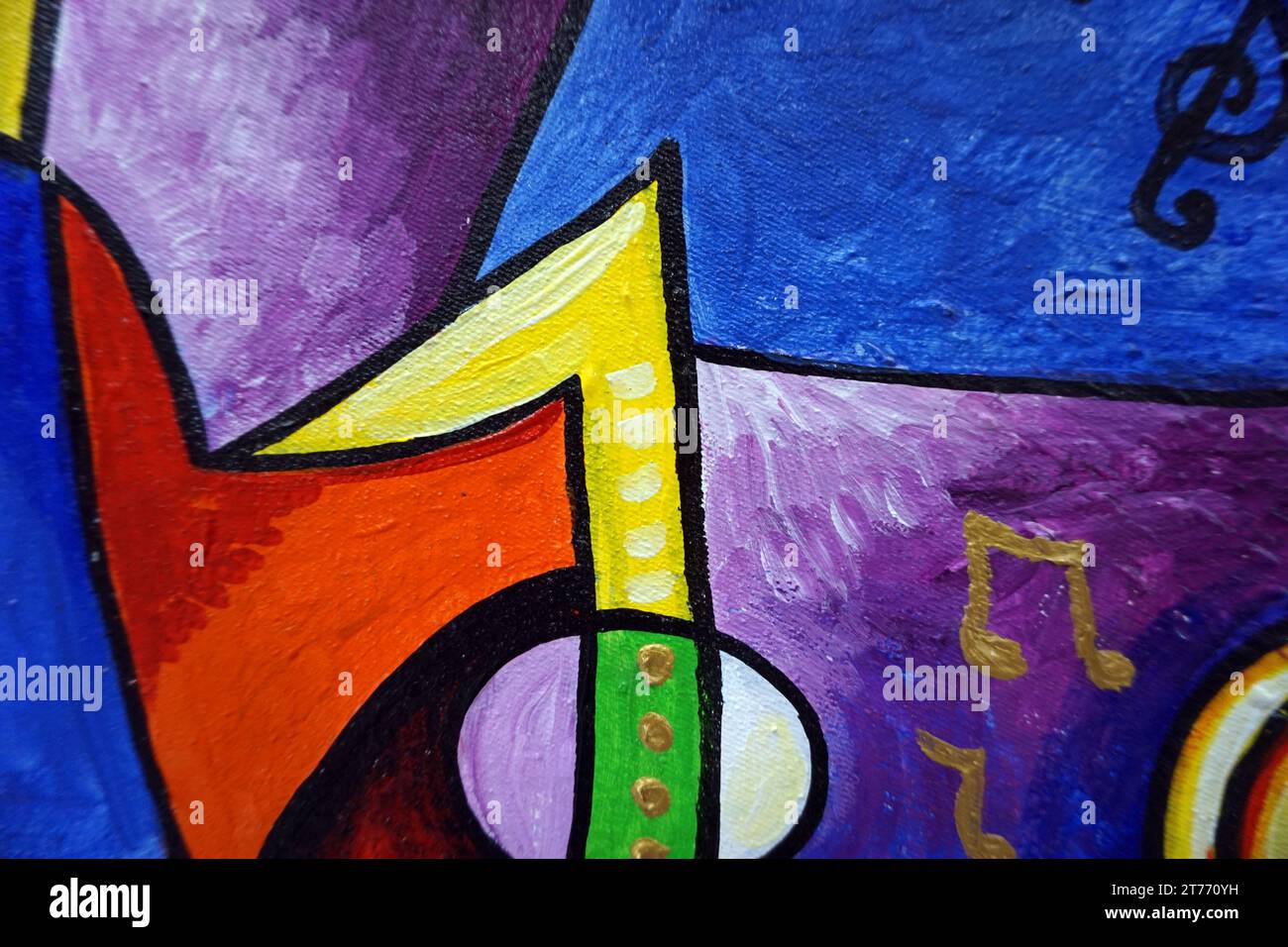 Original art Painting Abstract Triangle Curve Square Music geometric ...