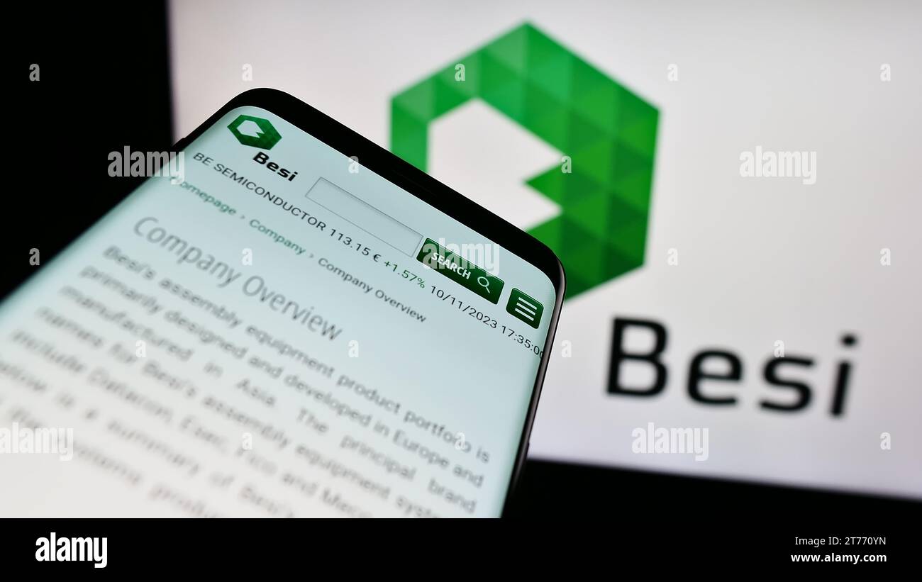 Mobile phone with website of Dutch company BE Semiconductor Industries ...