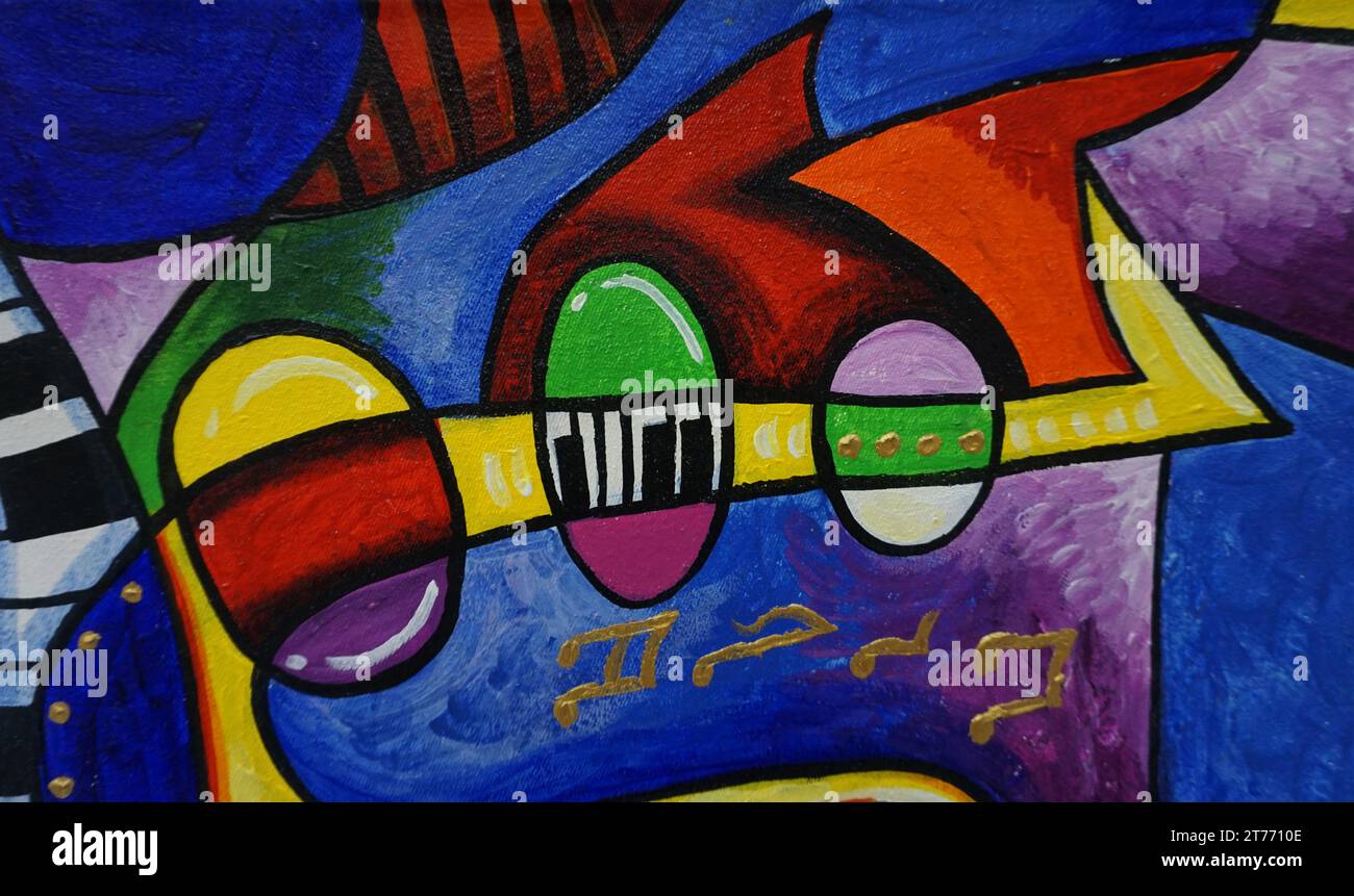 Original art Painting Abstract Triangle Curve Square Music geometric ...