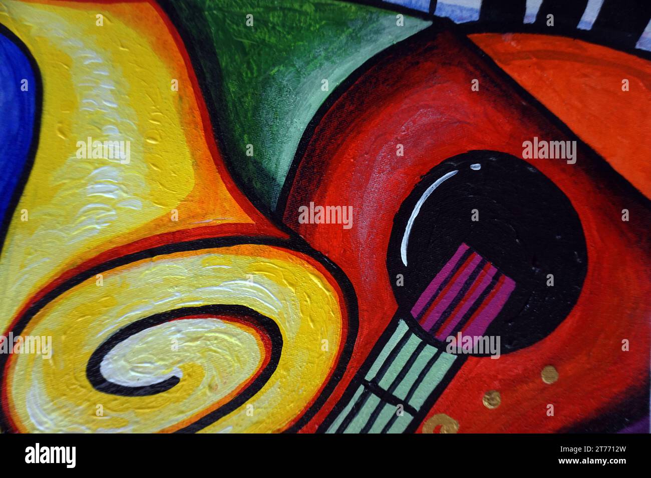 Original art Painting Abstract Triangle Curve Square Music geometric ...