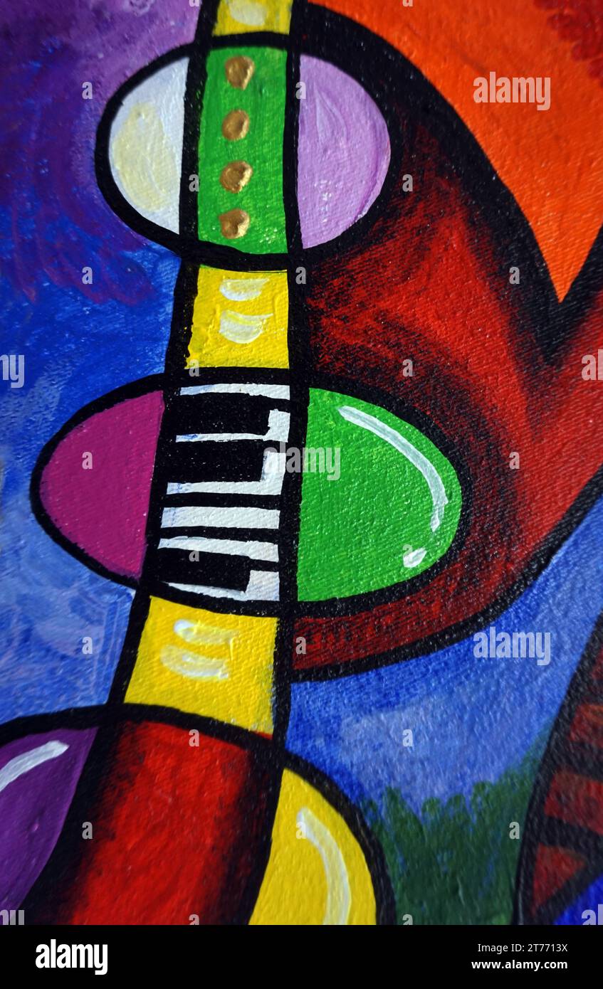 Original art Painting Abstract Triangle Curve Square Music geometric ...