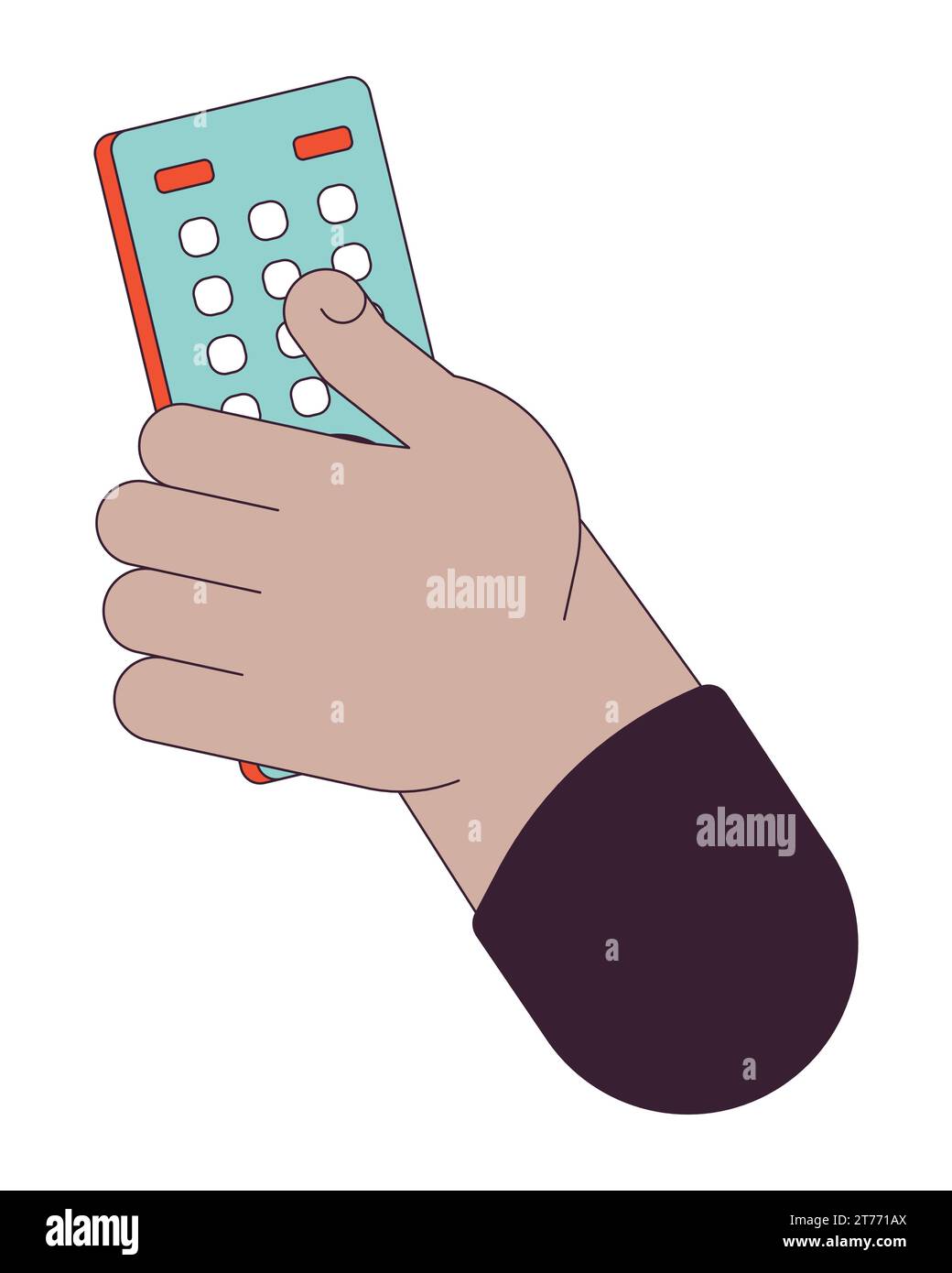 Holding tv remote control linear cartoon character hand illustration ...