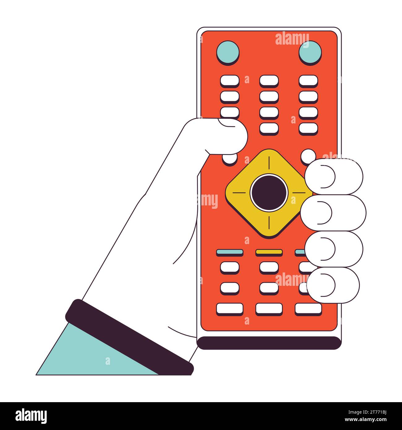 Push button remote control linear cartoon character hand illustration ...