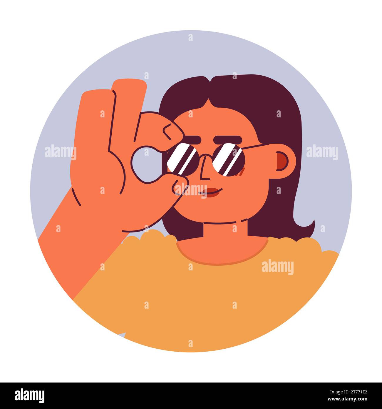 Modern middle eastern woman wearing sunglasses 2D vector avatar ...