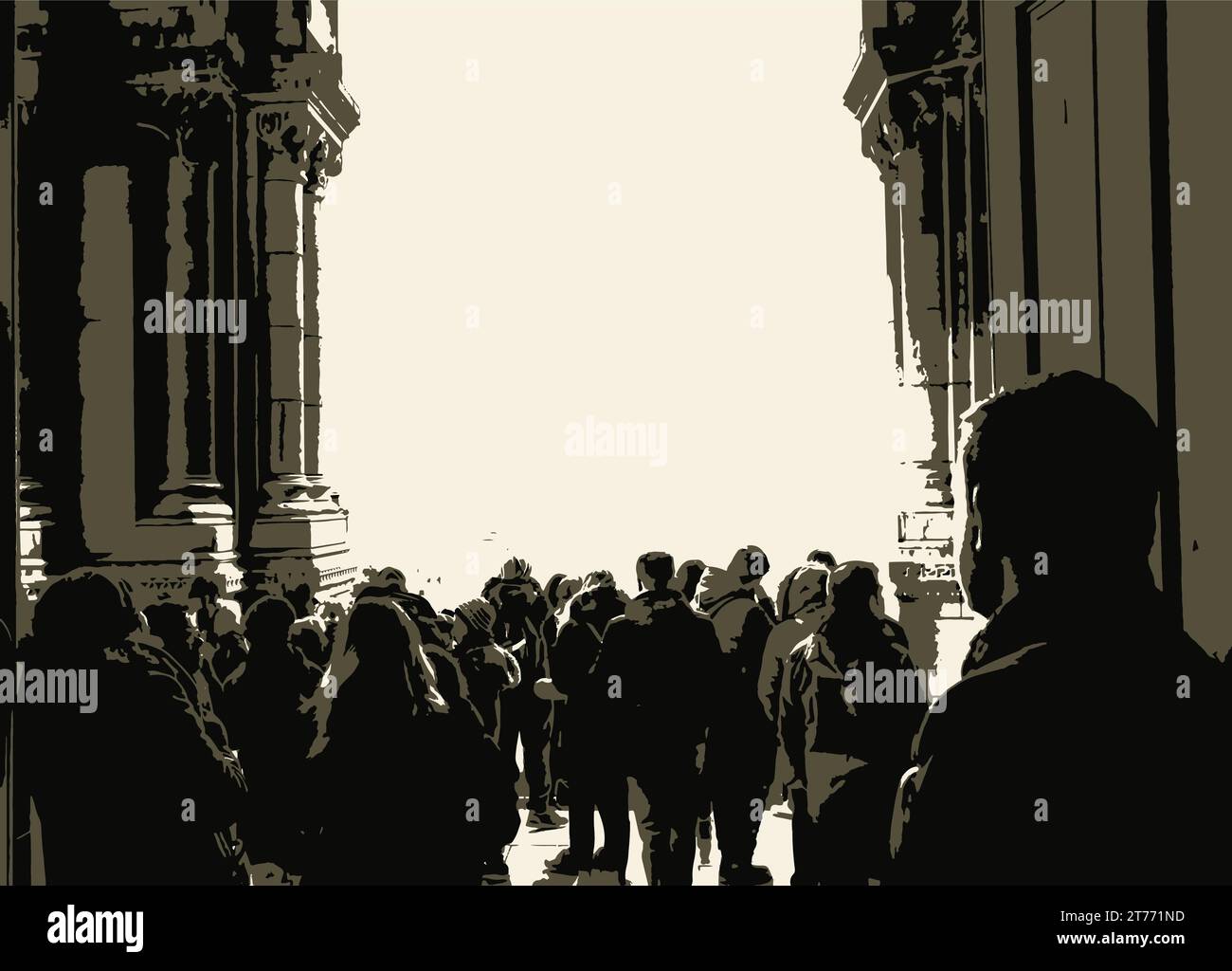 Vector illustration of a man looking out over a crowd Stock Vector ...