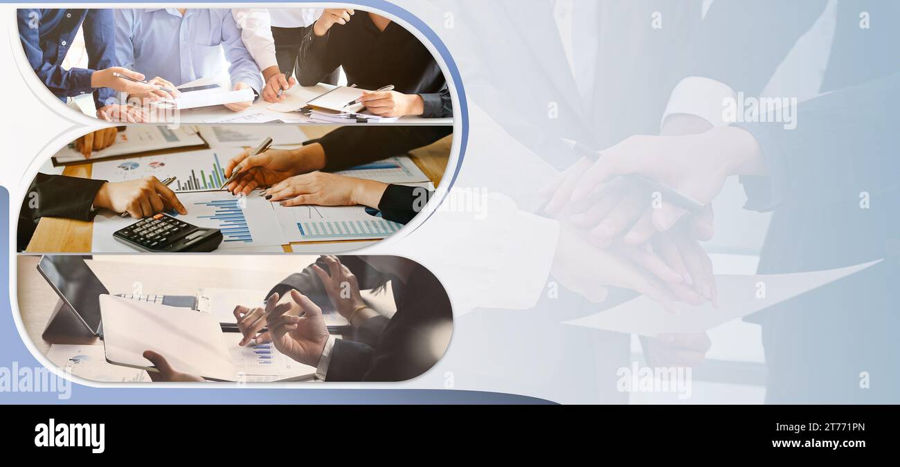 Business strategy, economic growth and teamwork concept. Panorama with ...