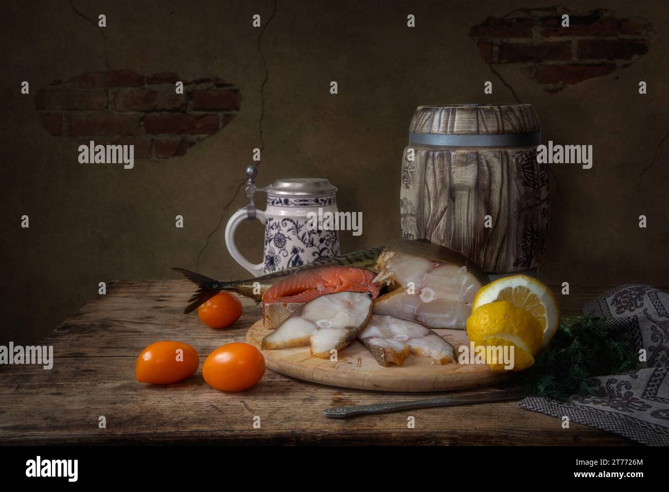 Still life with fish Stock Photo - Alamy