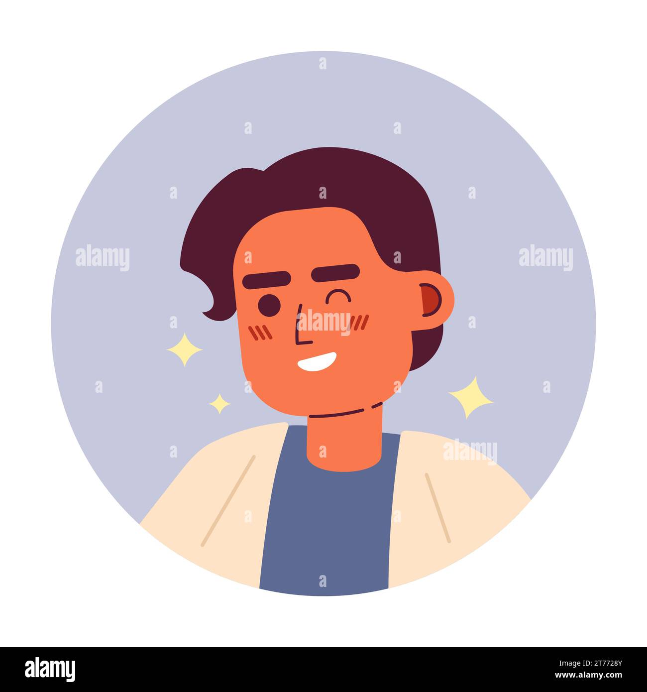 Confident arabic adult man winking smiling 2D vector avatar ...