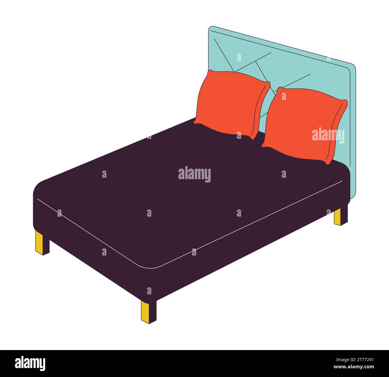 Headboard Double Bed 2d Linear Cartoon Object Stock Vector Image And Art Alamy