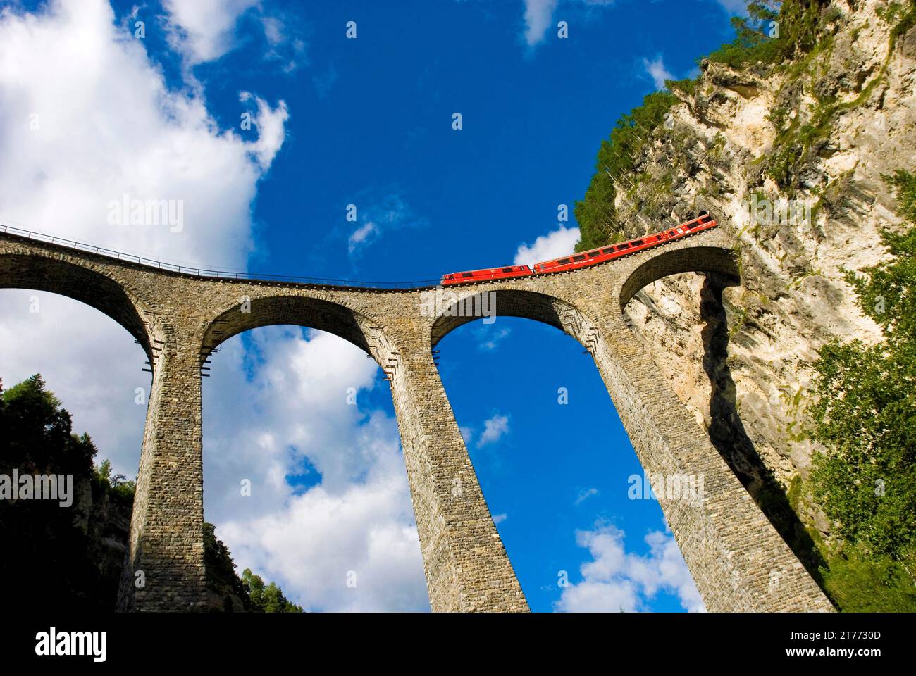 Glacier Express - train of Raethian Railway Company on Landwasser ...