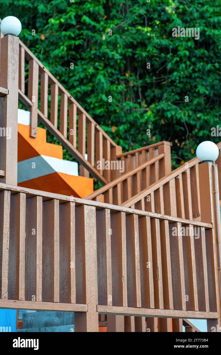 Wooden railings with vertical lines. An architectural structure Stock ...