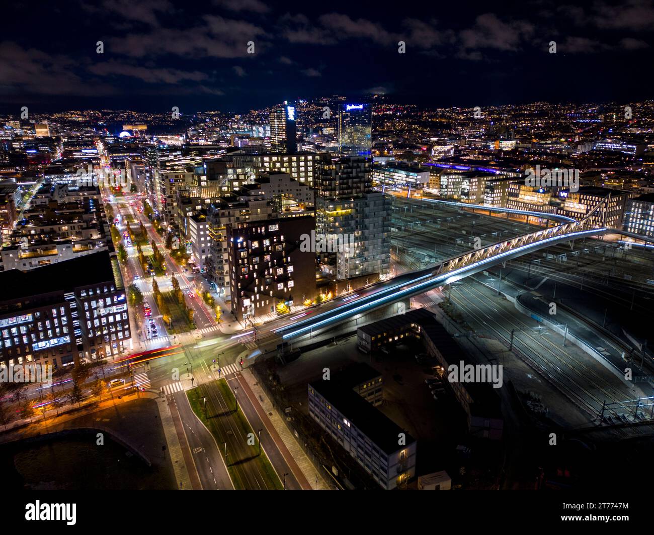 Oslo 20231113.Evening picture from Dronning Eufemiasgate in Bjoervika ...
