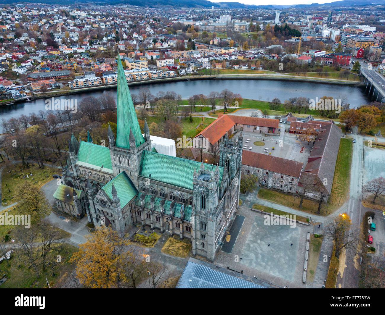 Trondheim 20231103.Nidaros Cathedral and Erkebispegaarden in Trondheim ...