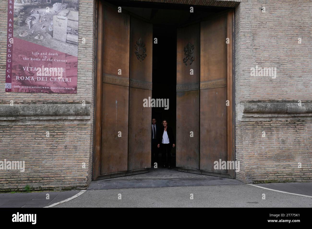 Vatican Museums Director Barbara Jatta walks out the new entrance to ...