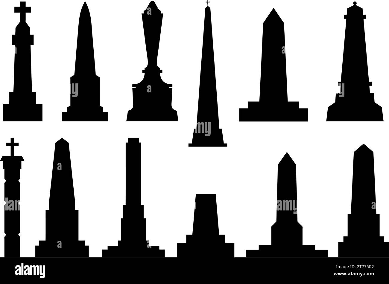 Collage of different obelisks illustration isolated on white Stock ...