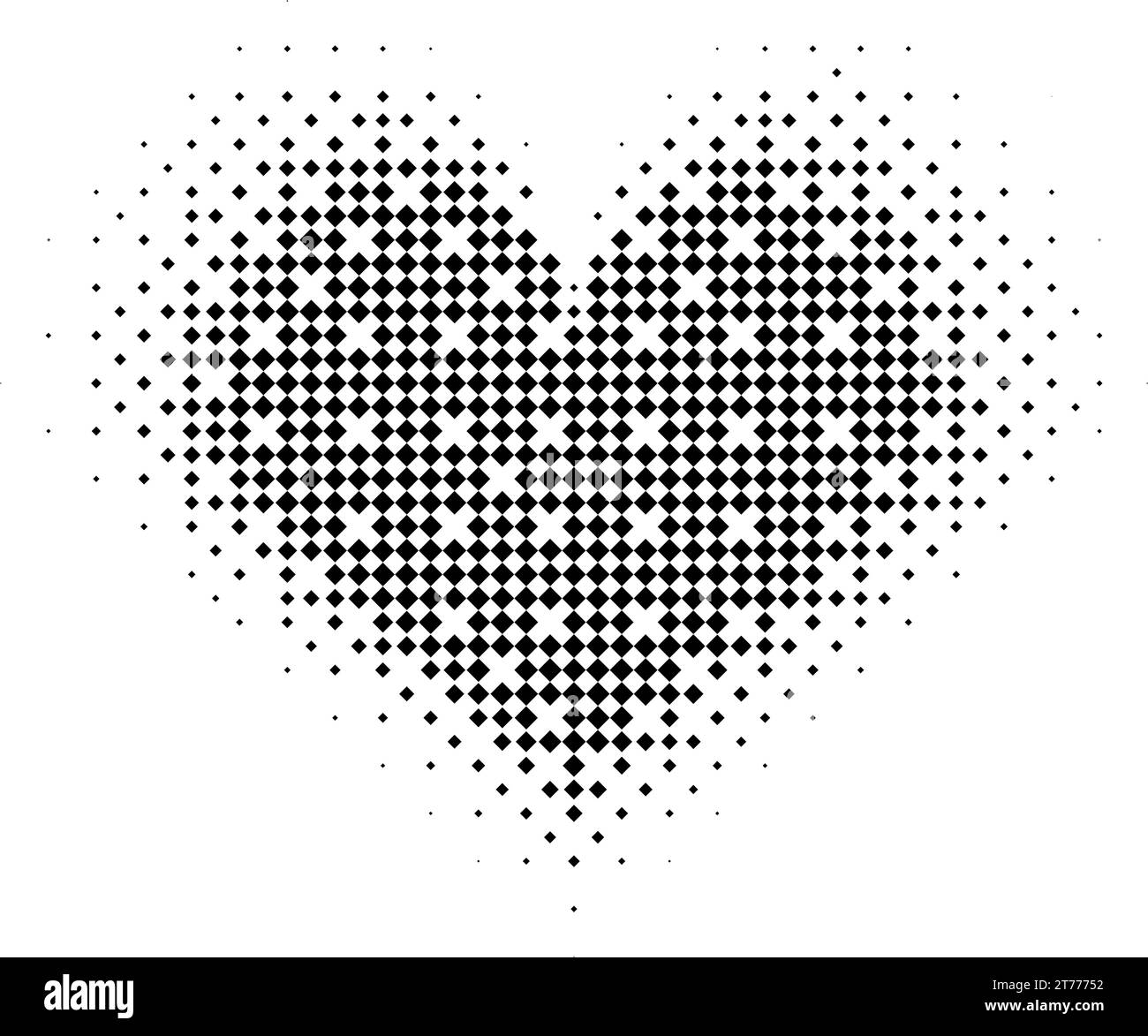 Halftone heart with diamond pattern. Screentone valentine day love ...