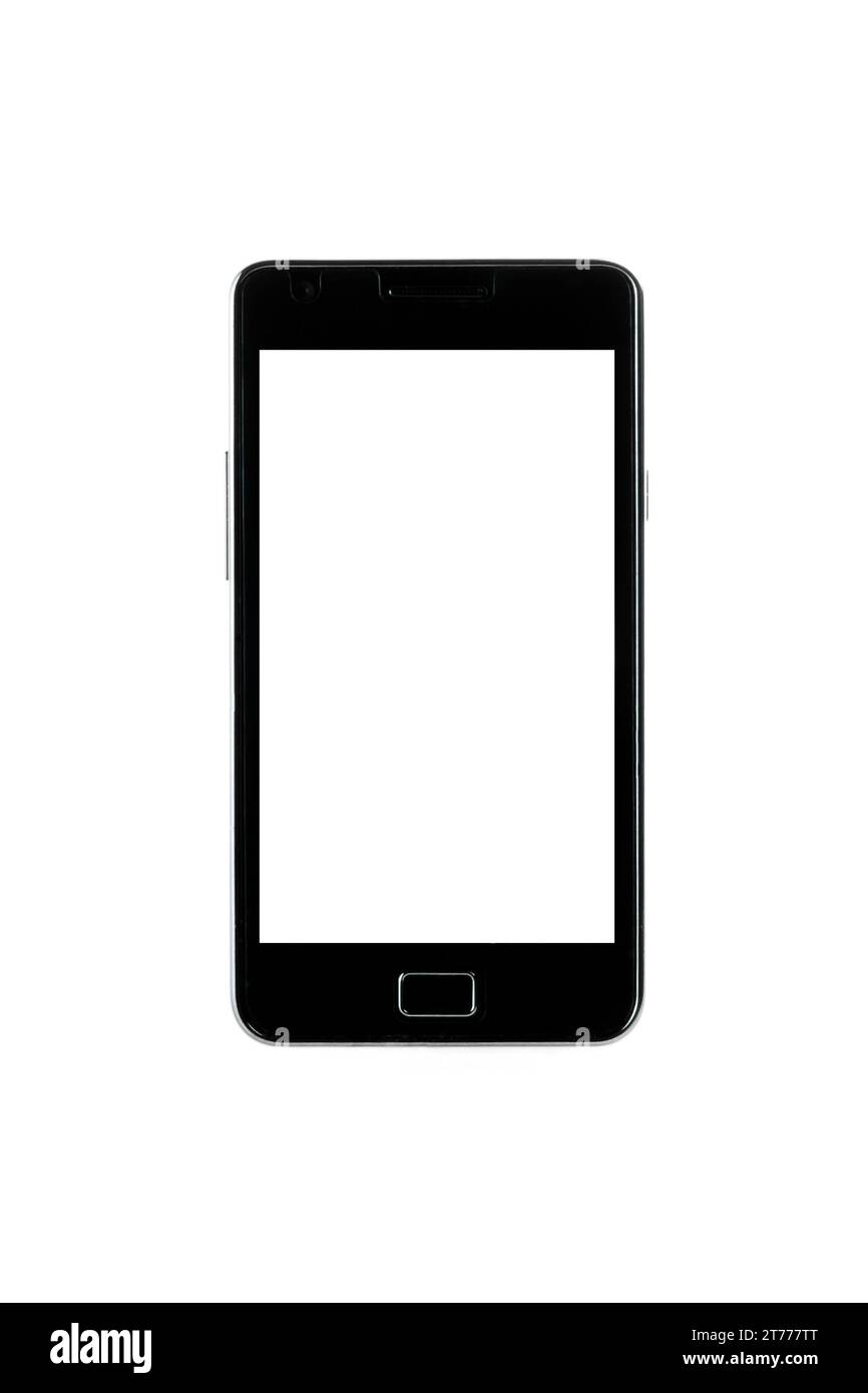 smart phone with blank screen and space for the text on white ...