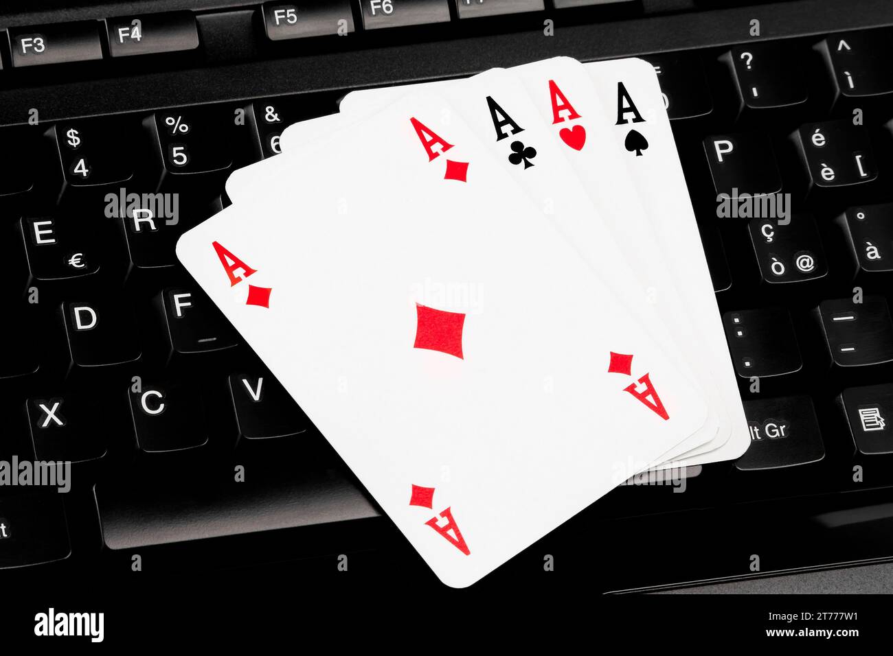 playing cards for game online on computer keyboard Stock Photo - Alamy