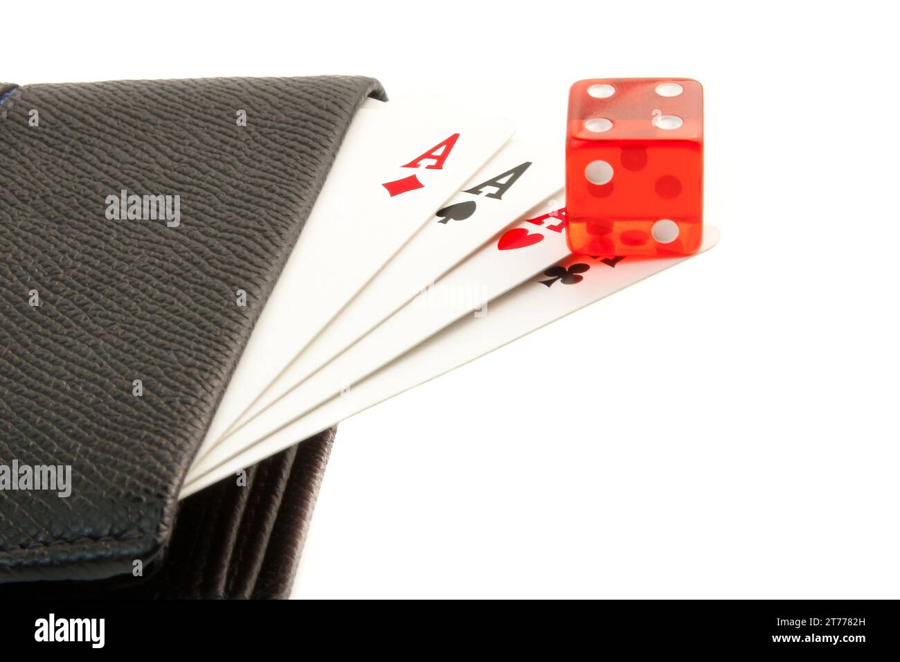 playing card in the leather wallet on white background Stock Photo - Alamy