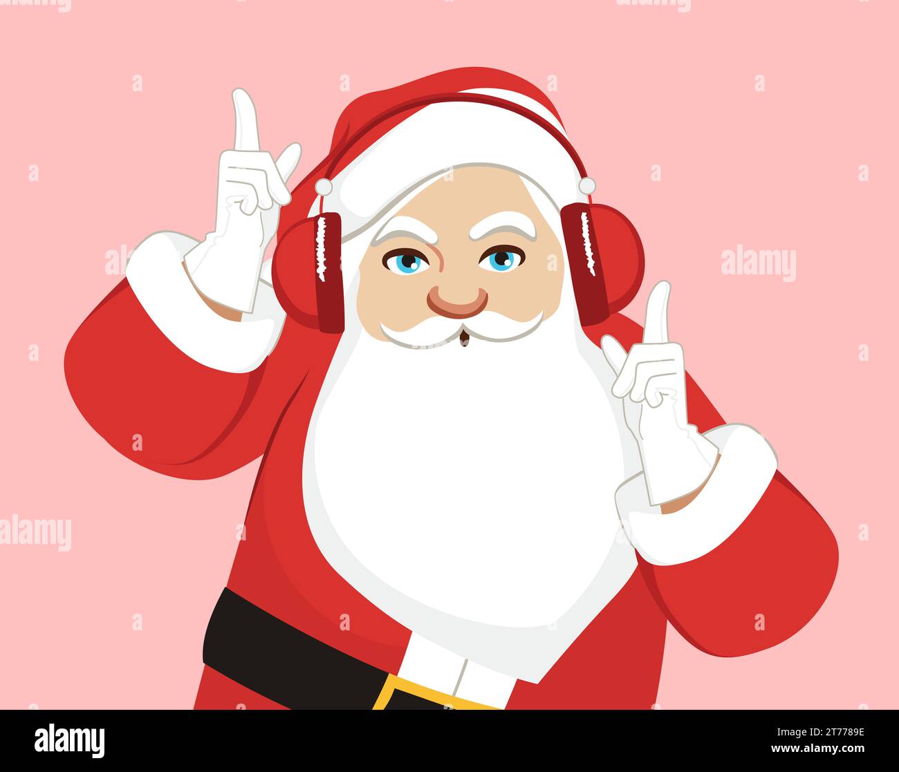 Happy Dancing Santa Listening to Christmas Carols Vector Cartoon ...