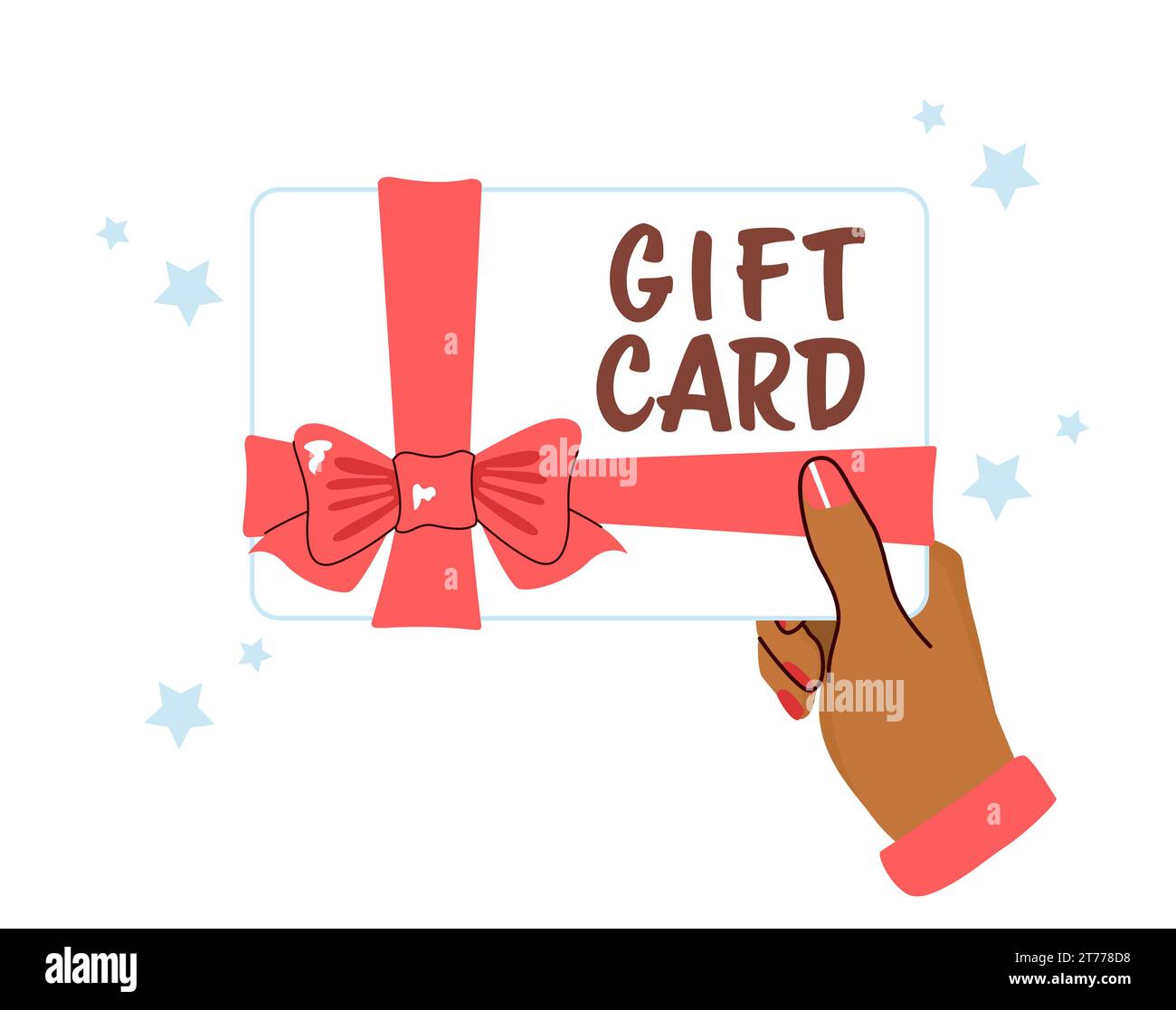 Hand Holding a Voucher Gift Card Vector Cartoon illustration. Shopping ...