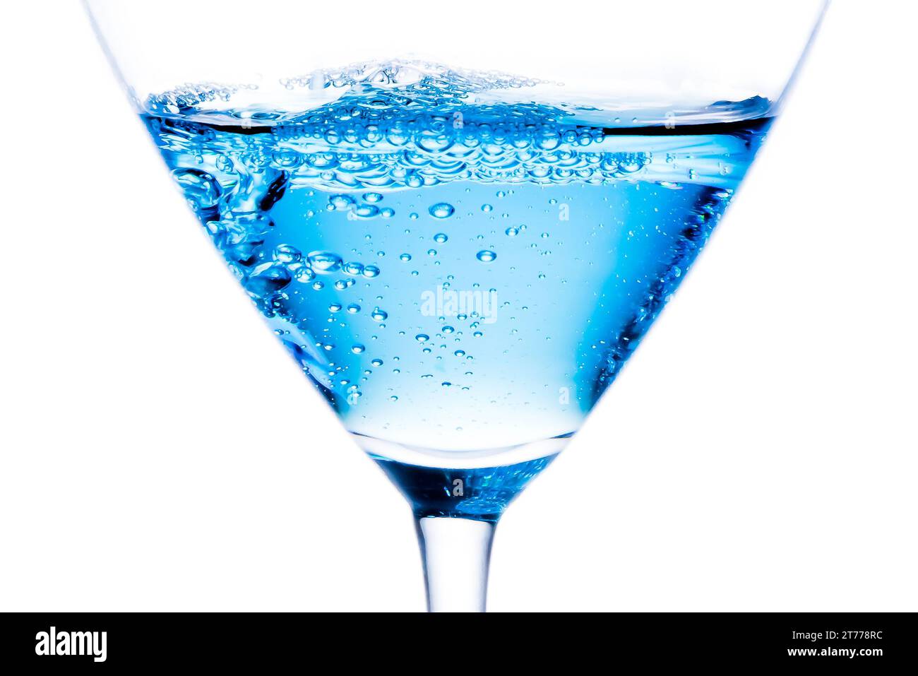 detail of blue cocktail with bubbles on a white background Stock Photo ...