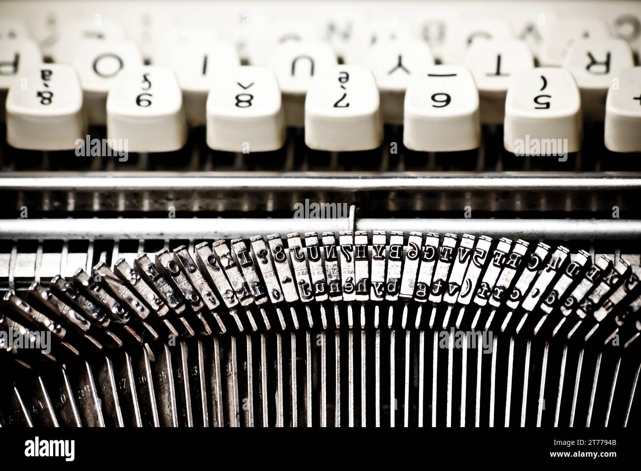 detail of type bars and white buttons of typewriter Stock Photo - Alamy