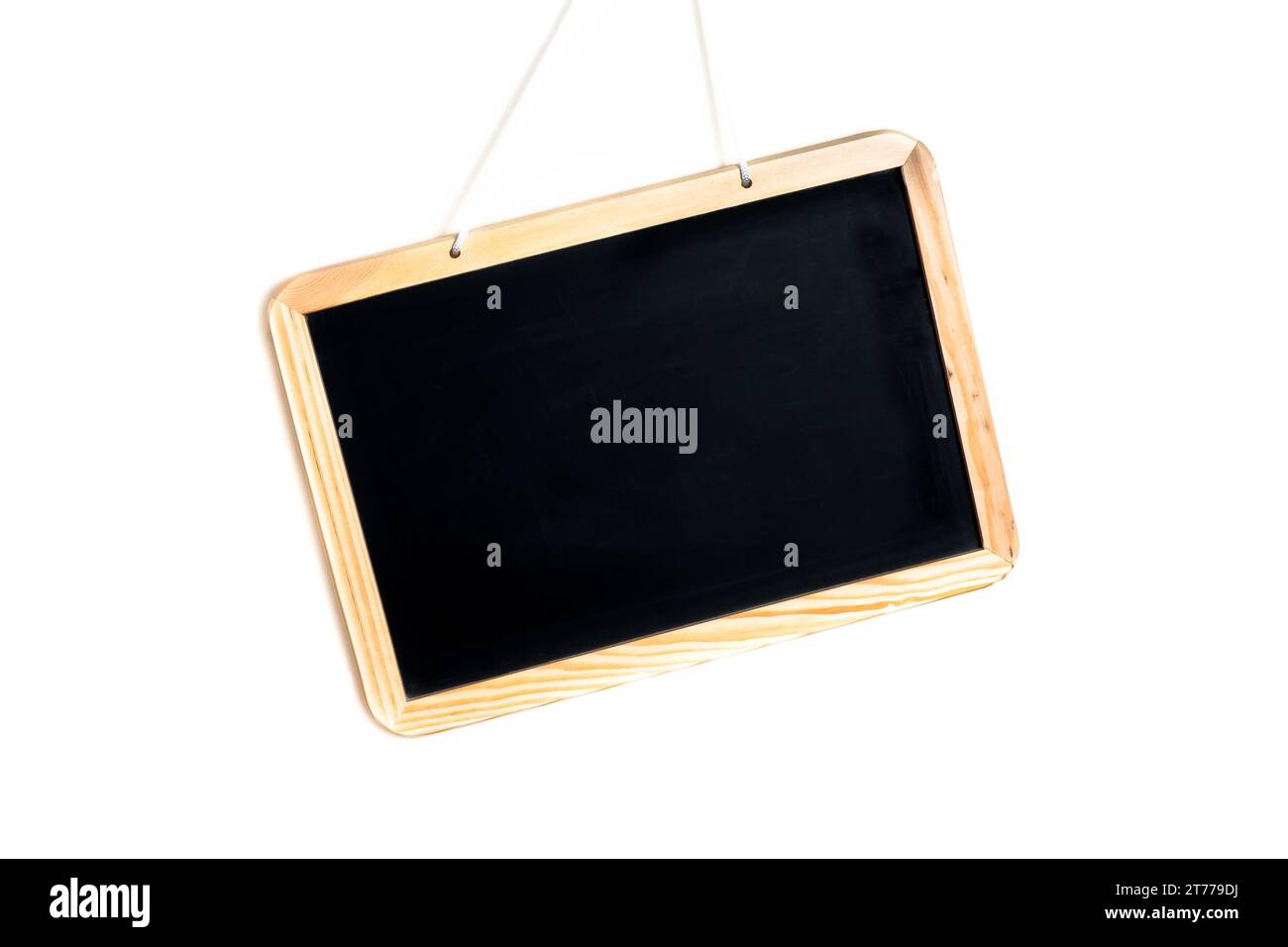 empty school blackboard tilted on a white background Stock Photo - Alamy