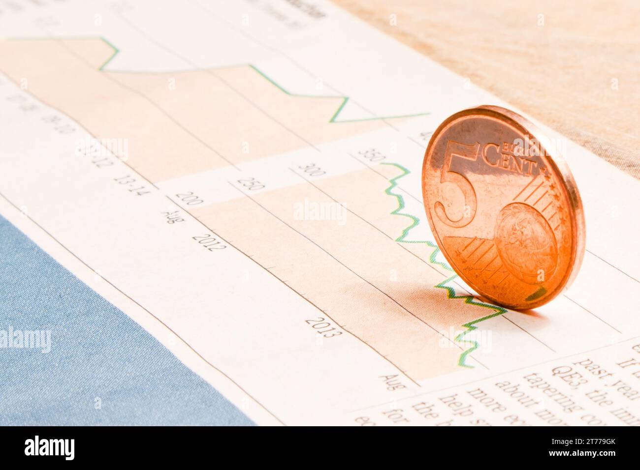 detail of euro coin on financial chart Stock Photo - Alamy