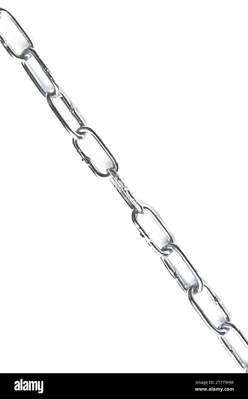 chrome chain with and space for text on white background Stock Photo ...