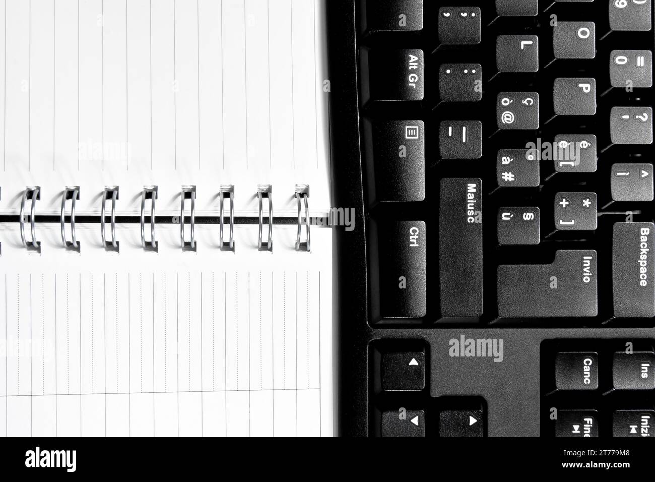 top of view of a notebook and keyboard Stock Photo - Alamy