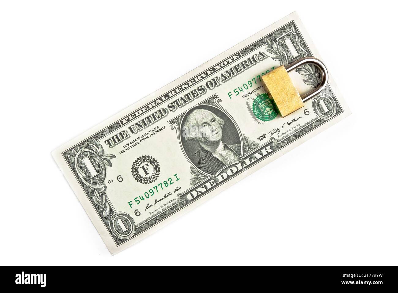 dollar banknote with lock security. Money for safety and investment ...