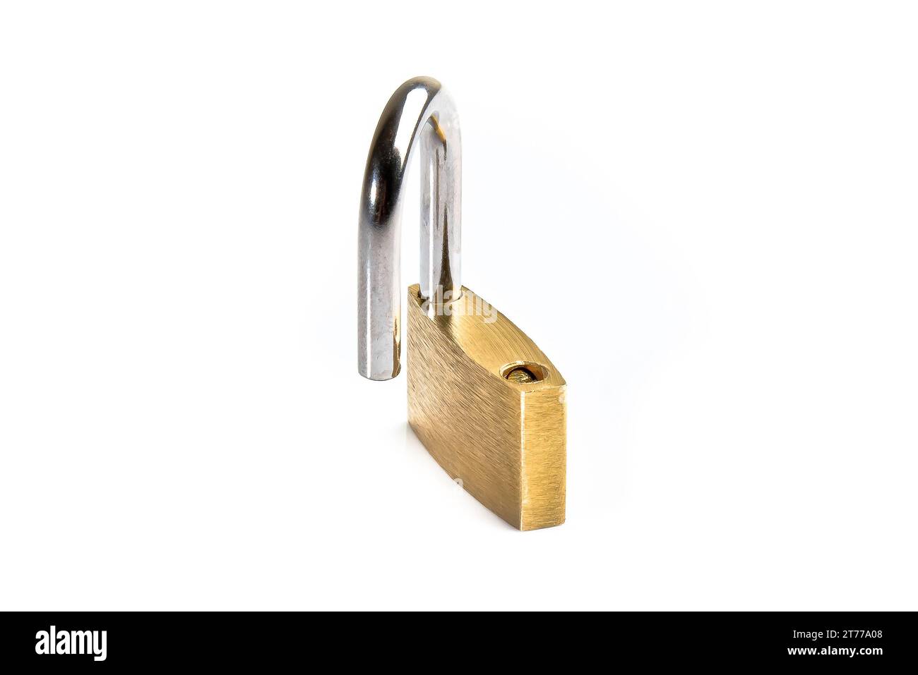 opened lock security isolated on white background Stock Photo - Alamy