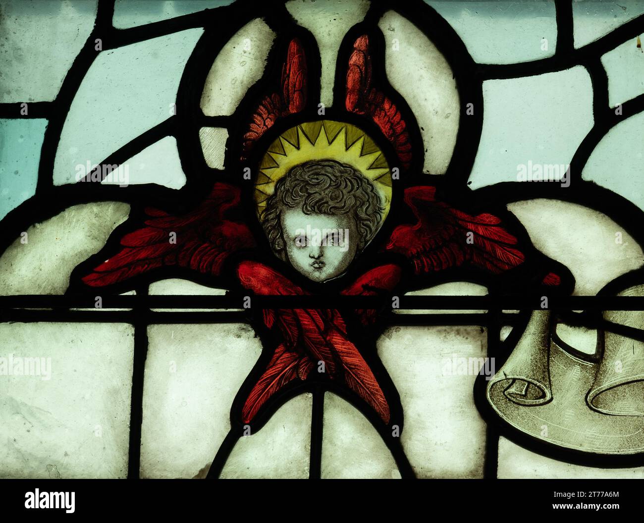 Cherub stained glass in Brierley Hill Methodist Church, West Midlands ...