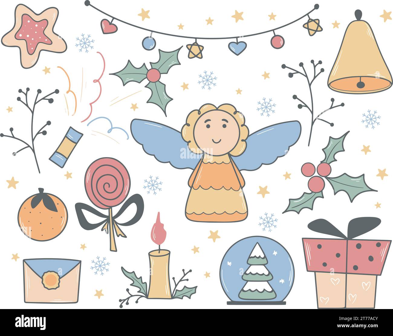 Christmas doodle angel Stock Vector Images - Alamy