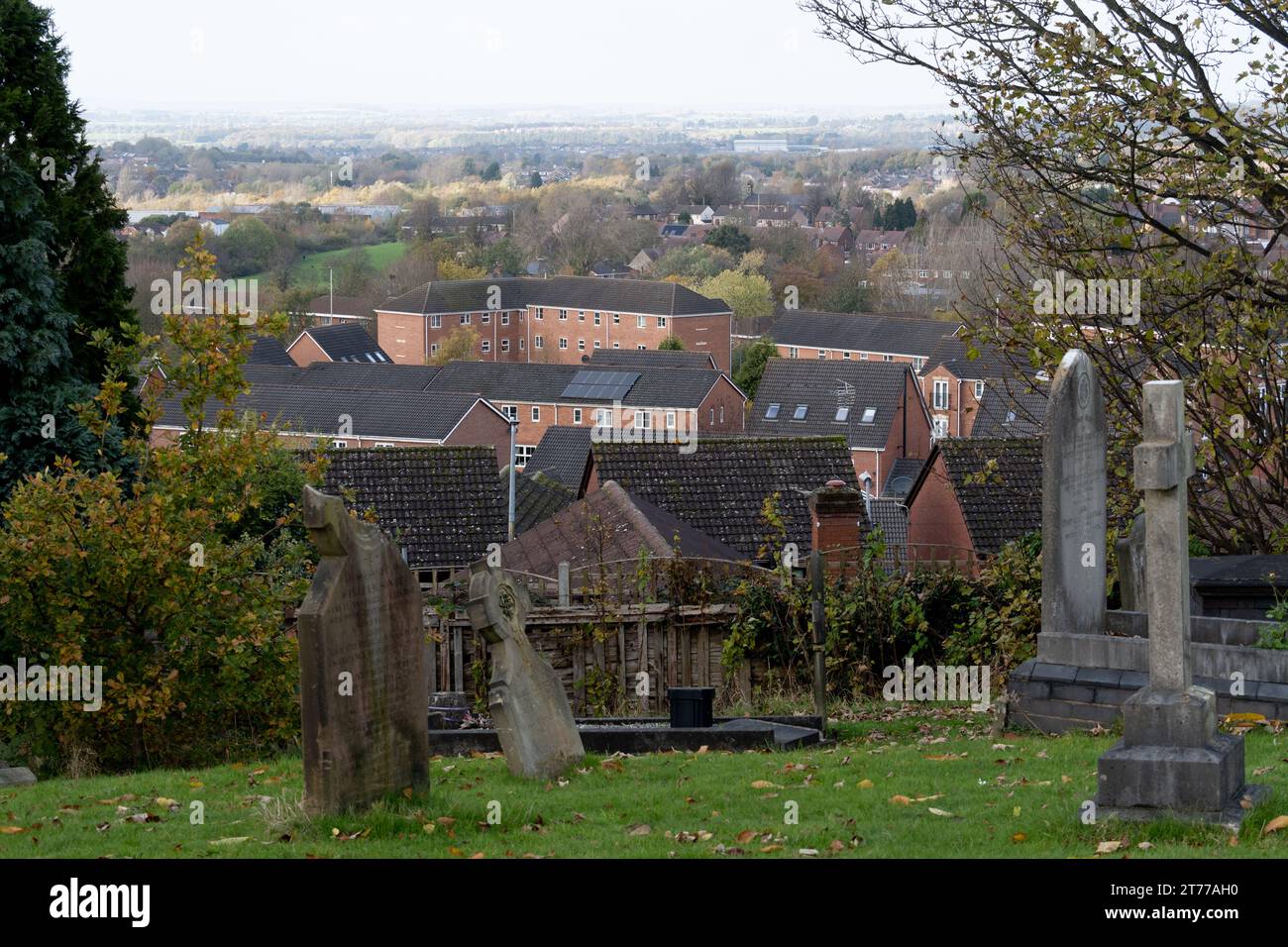 View from St. Michael`s churchyard, Brierley Hill, West Midlands ...