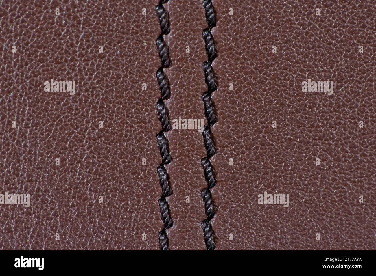 brown leather texture with black stitching for background Stock Photo ...