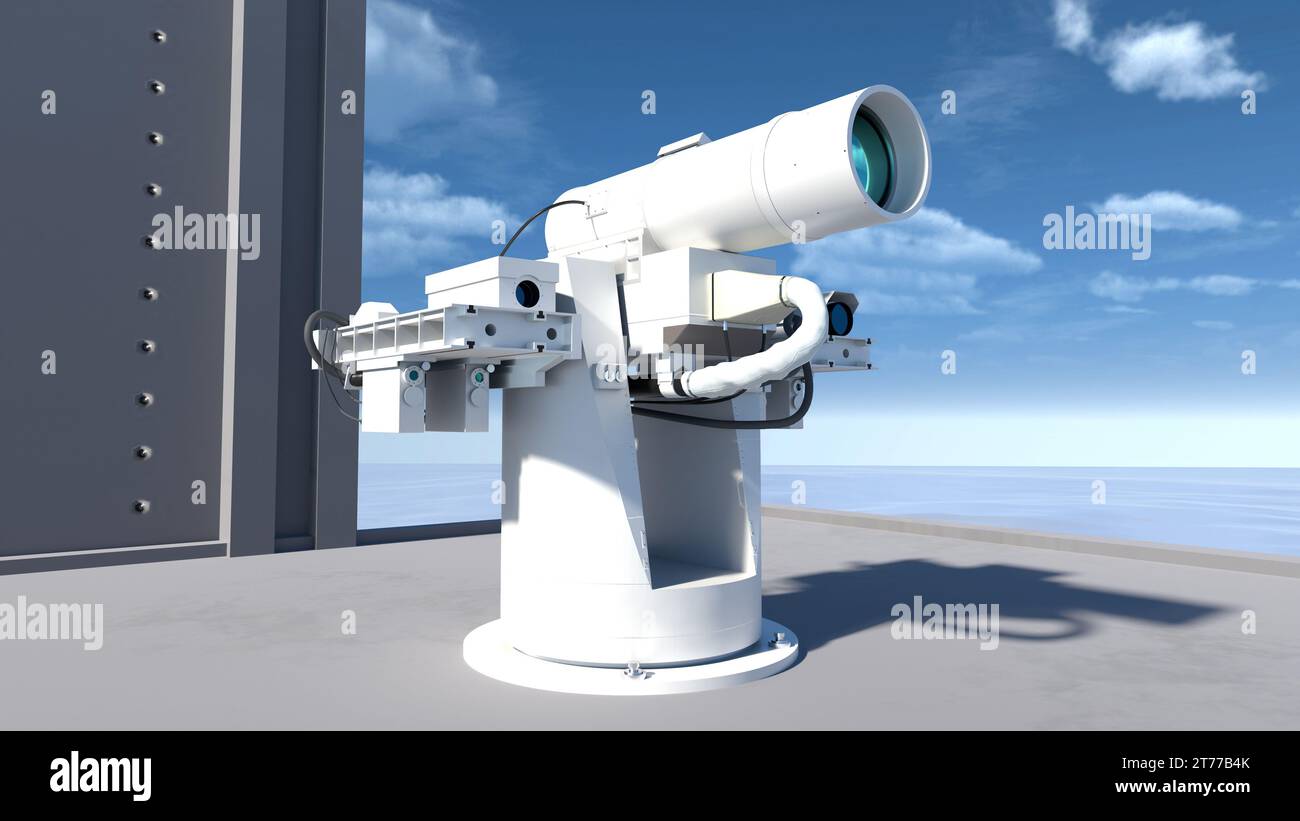 Laser gun on the deck of a ship Stock Photo - Alamy