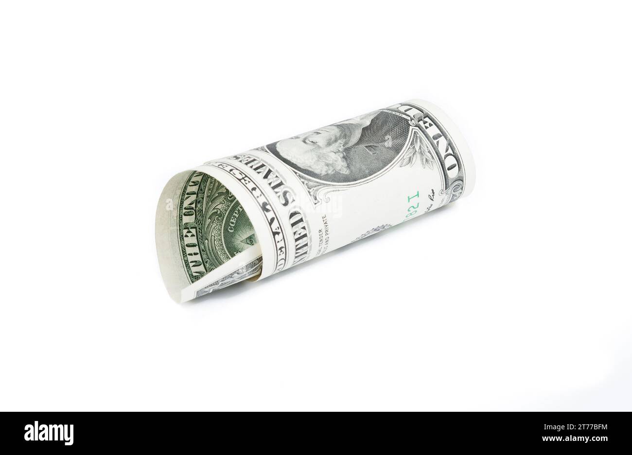detail of rolled up dollar on white background Stock Photo - Alamy