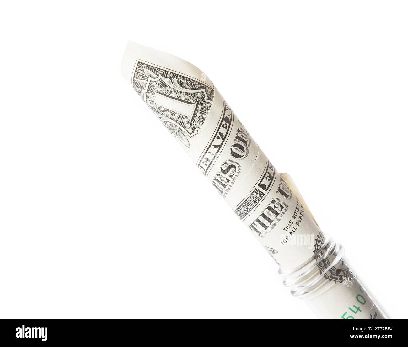 dollar banknote in graduated test tube, the cost of medical health on a ...