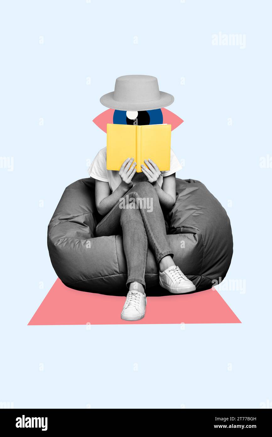 Creative montage artwork poster banner collage of hacker spy with eye ...