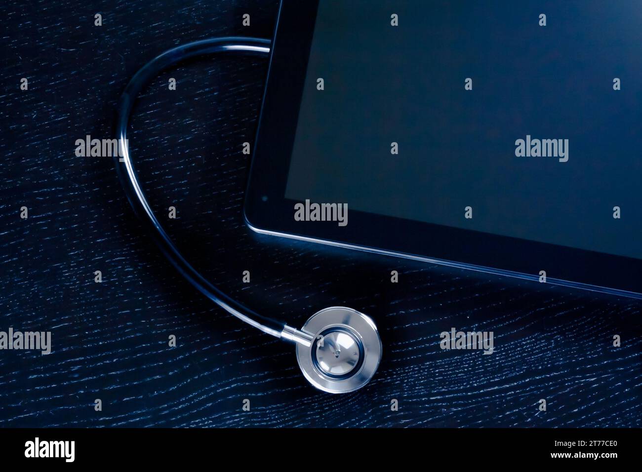 top of view of medical stethoscope near modern digital tablet pc in ...