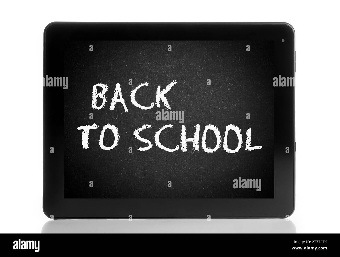 digital tablet pc isolated with school desk display on white background ...