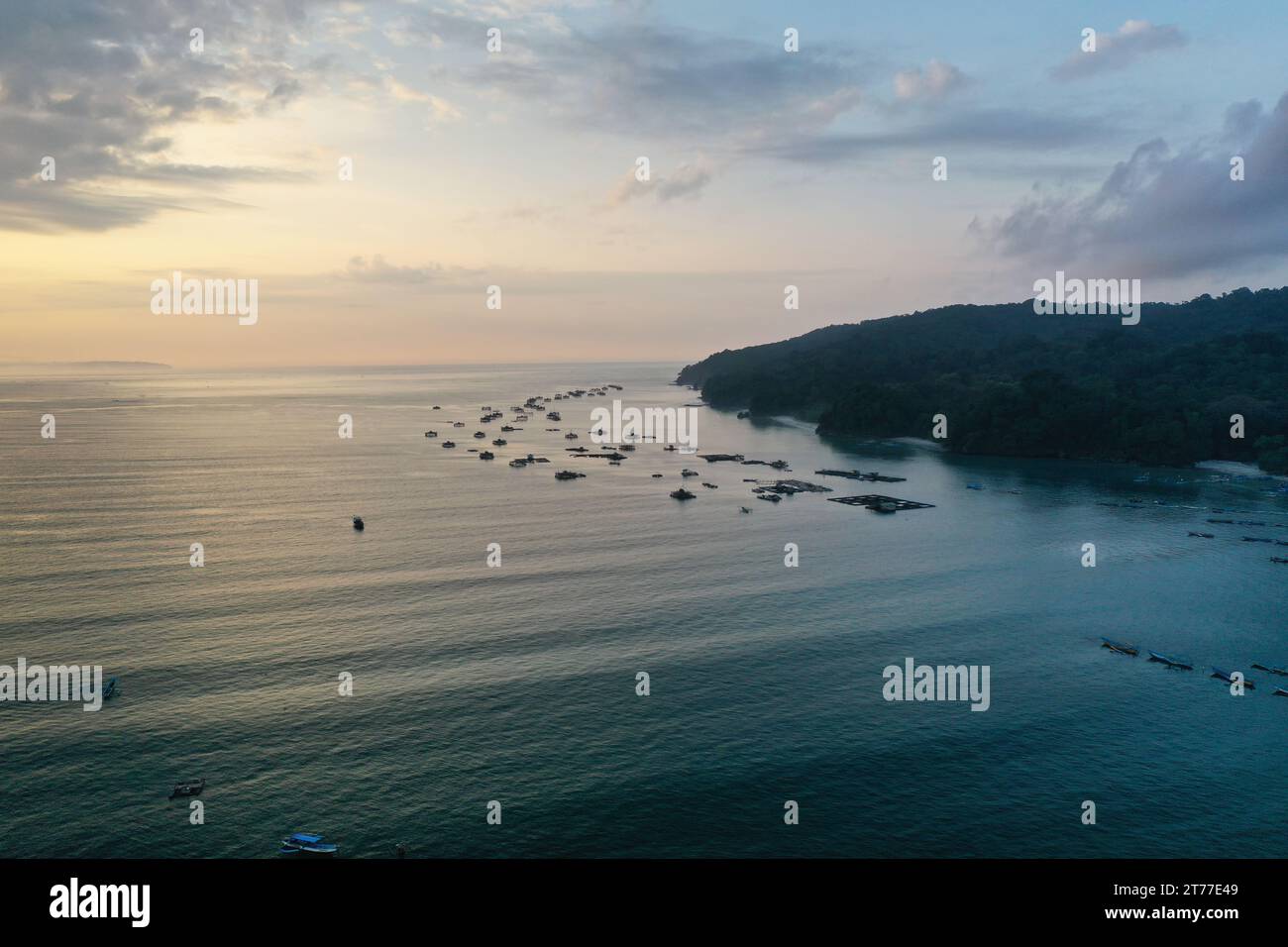 Sunrise at Pangandaran Beach, West Java, Indonesia. The largest fishing ...