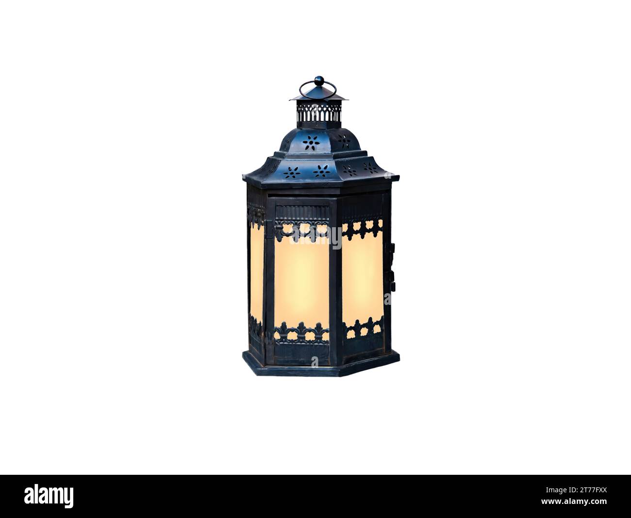 Metal flashlight for a candle isolated on a white background Stock ...