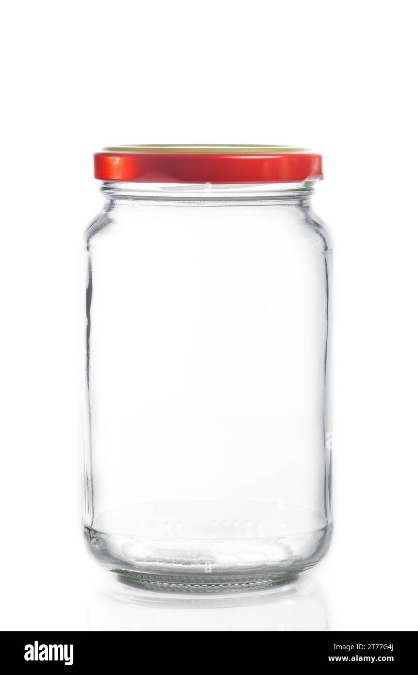 closed empty glass jar isolated on white background Stock Photo - Alamy