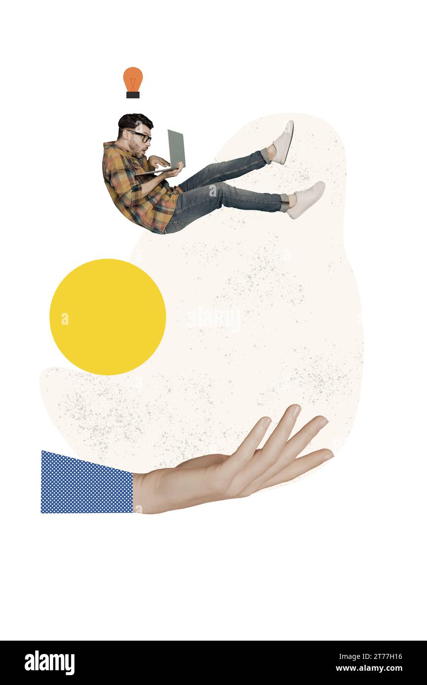 Vertical picture artwork collage illustration funny startup product ...