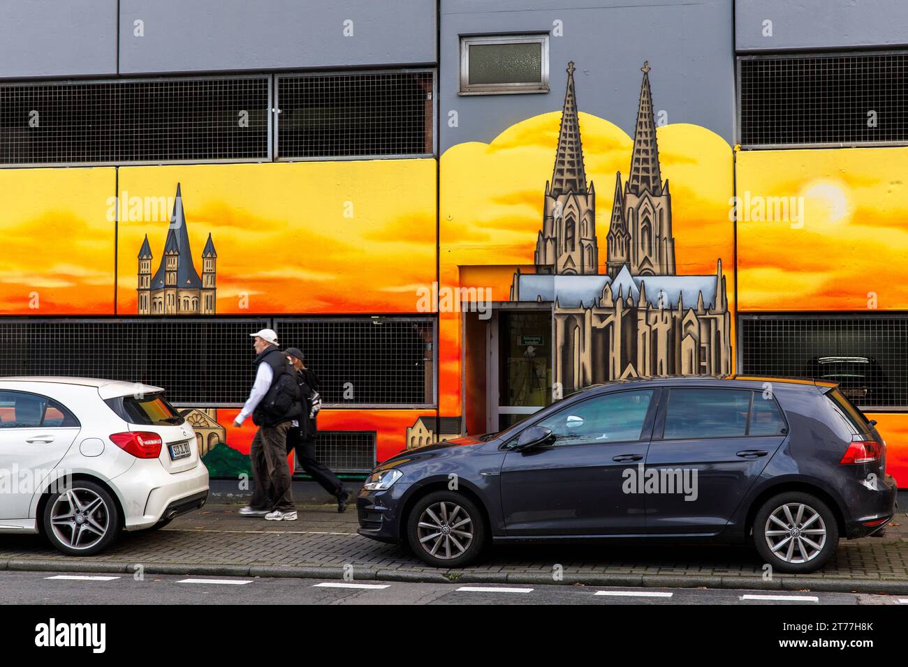 mural painting on the facade of a parking garage on Maybach street ...
