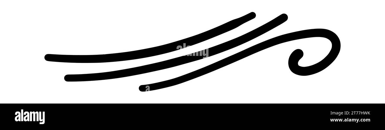 Doodle wind lines. Air sketch. Cartoon hand drawn windmill. Vector wave ...